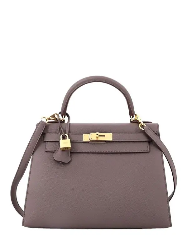 Hermès Kelly 28 Handbag Grey Epsom With Gold Hardware - Etain