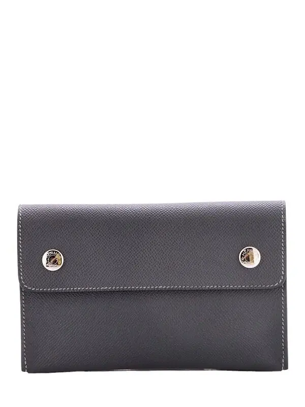 Hermès Double Snap Pochette Crossbody Epsom - Gray