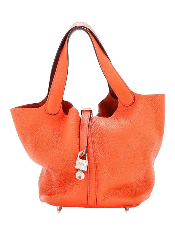 Hermès Mm Eclat Picotin Lock Bag Clemence - Orange