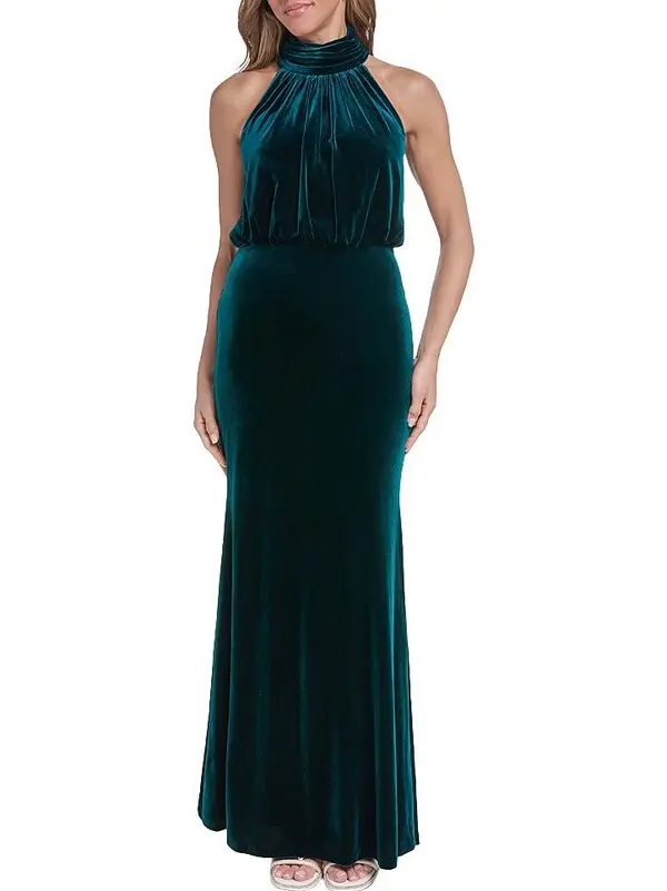 Eliza J Sleeveless Mock Neck Blouson Gown - Hunter