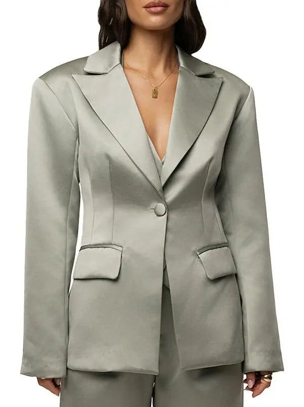 JLUXLABEL Victoria Satin Blazer - Sage