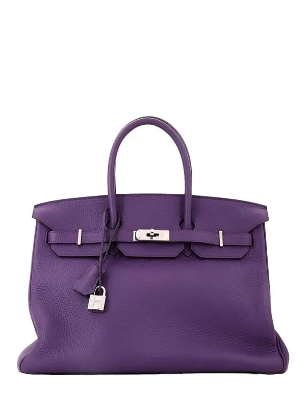 Hermès Birkin 35 Clemence Leather Palladium Hardware Satchel - Ultraviolet