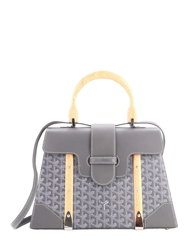 Goyard Mm Saigon Top Handle Bag Coated Canvas With Leather - Gray