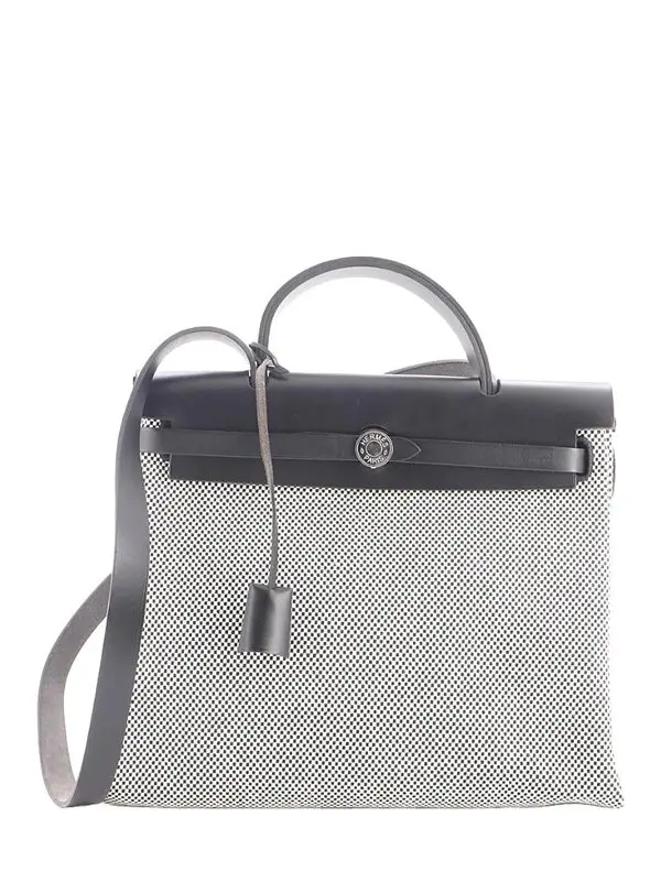 Hermès 31 Herbag Zip Criss Viking Toile And Leather - Black