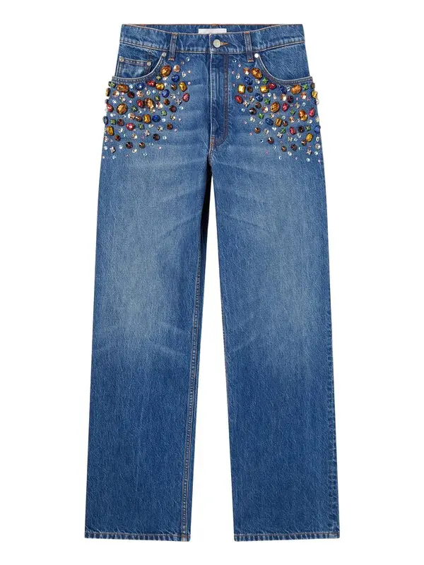 Stella McCartney Crystal-embellished Straight-leg Jeans - Blue