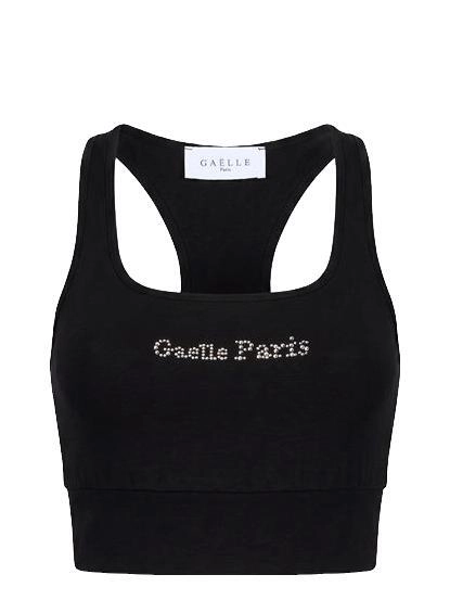 GAELLE PARIS Top Size Cotton, Elastane - Black