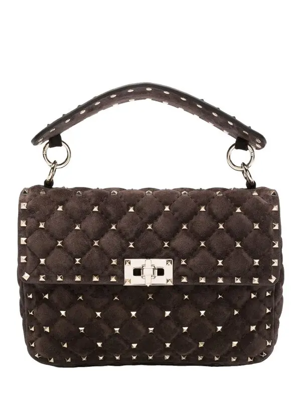 Valentino Garavani Rockstud Spike Medium Leather Shoulder Bag - Brown