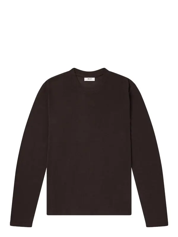 Nn07 Clive Waffle-knit Cotton And Modal-blend T-shirt - Brown