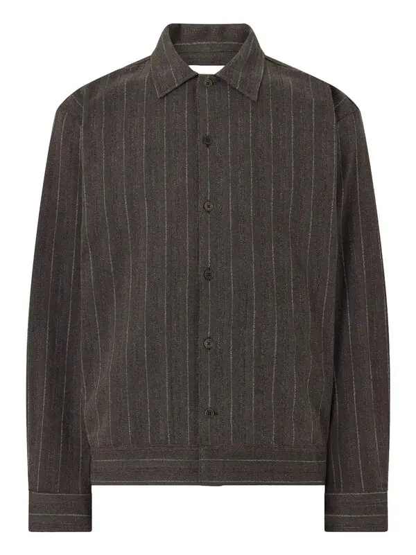 Nn07 Reed 50091 Striped Cotton-blend Overshirt - Brown