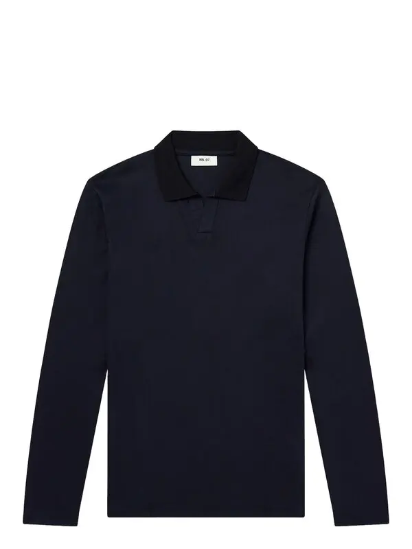 Nn07 Paul 3525 Organic Cotton-jersey Polo Shirt - Blue