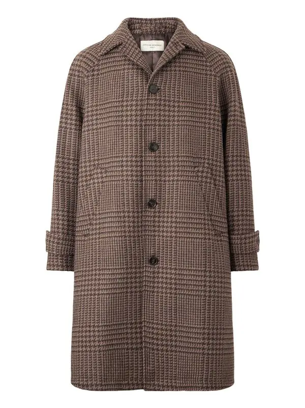 Officine Générale Hudson Prince Of Wales Virgin Wool Coat - Brown