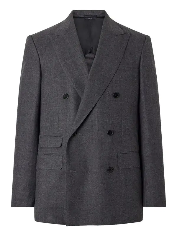 Dunhill Double-breasted Wool And Cashmere-blend Suit Jacket - Gray