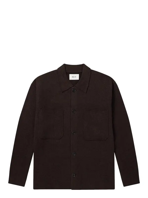 Nn07 Jonas 6398 Merino Wool Overshirt - Brown