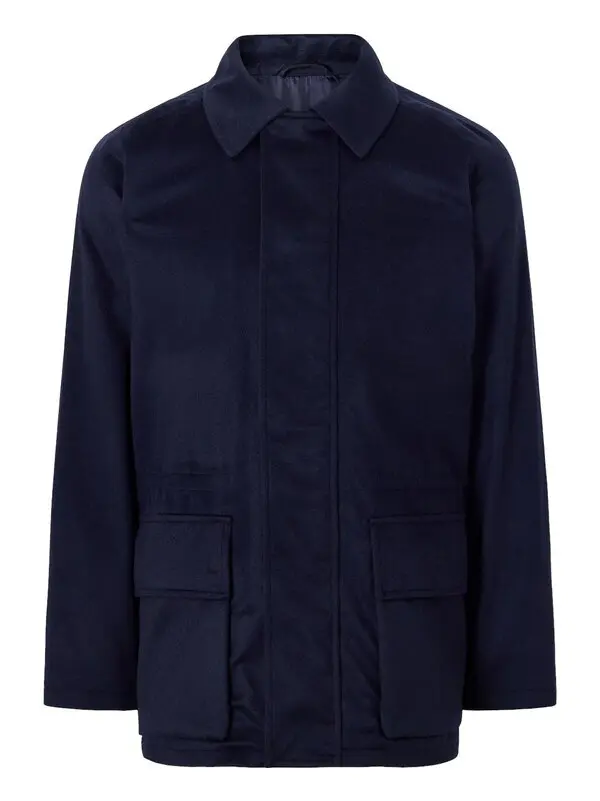 SAMAN AMEL Brushed Cashmere Coat - Blue