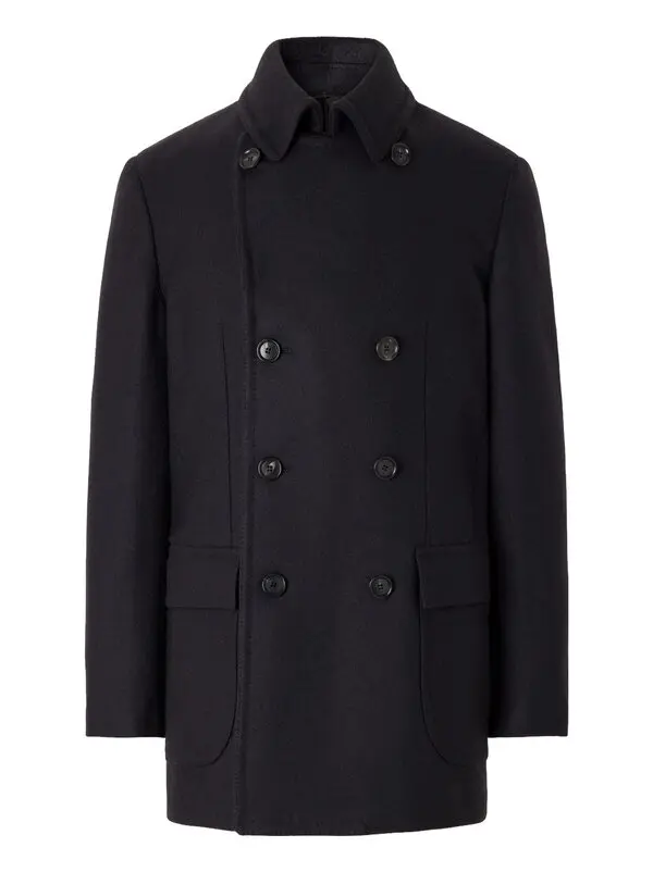 DE PETRILLO Double-breasted Virgin Wool Coat - Black