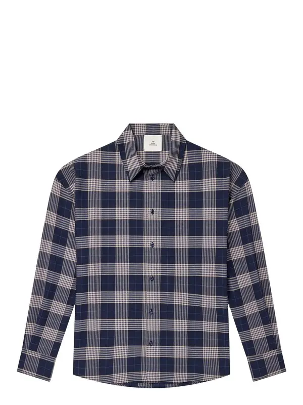 THE ELDER STATESMAN Checked Cotton Shirt - Navy