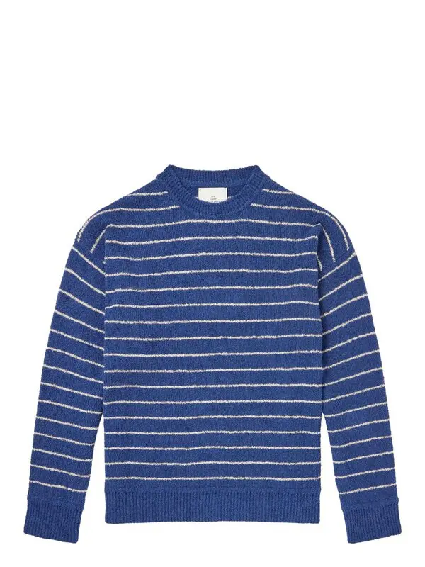 THE ELDER STATESMAN Eyelash Striped Cotton-blend Sweatshirt - Blue