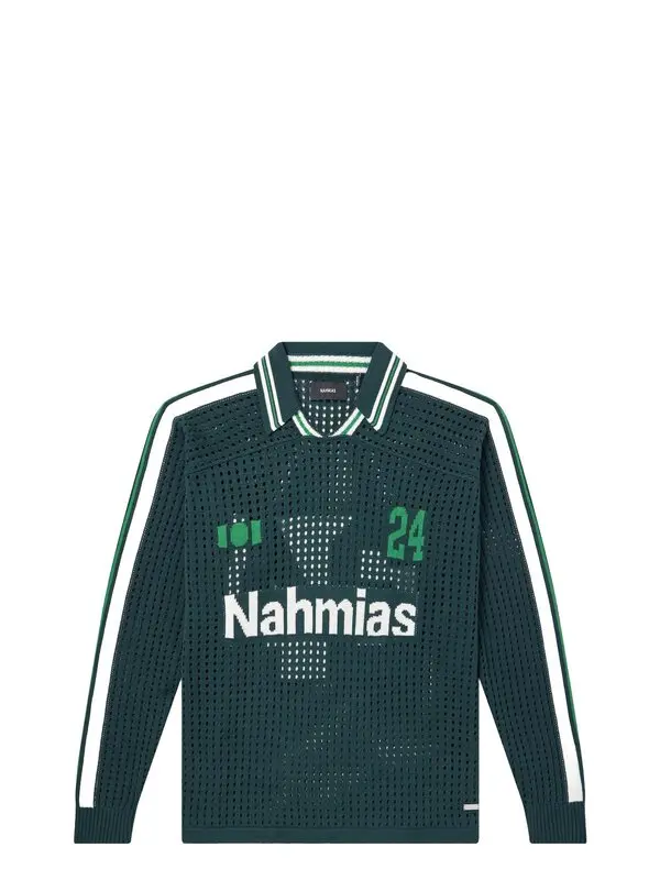 NAHMIAS Logo-jacquard Open-knit Cotton-jersey T-shirt - Green