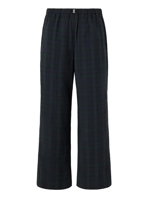 Literary Sport Nelson Straight-leg Drawstring Checked Seersucker Trousers - Blue