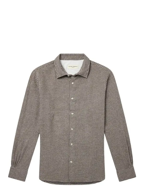 Officine Générale Giacomo Houndstooth Cotton-flannel Shirt - Neutrals