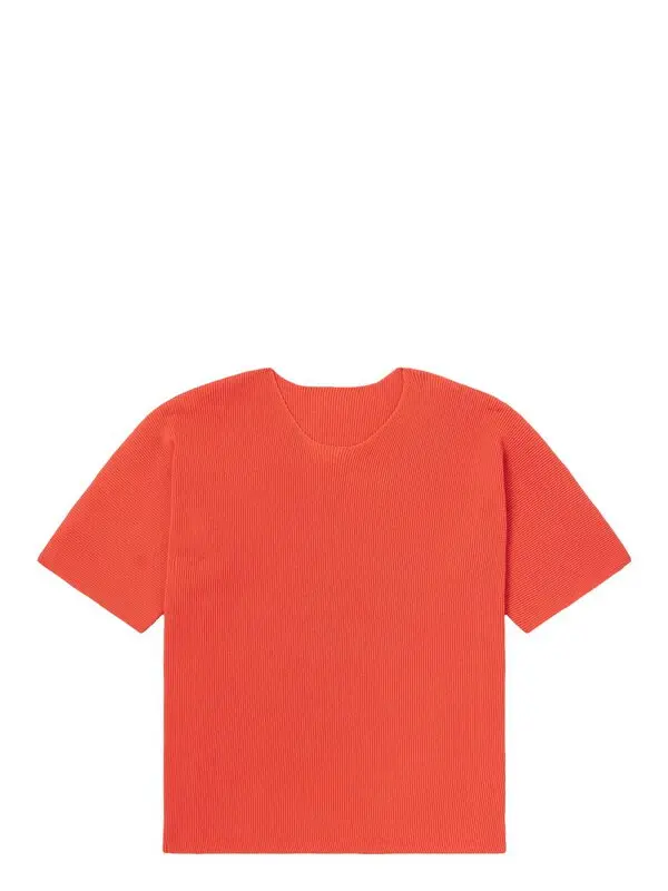 Issey Miyake Pleated Knitted T-shirt - Red