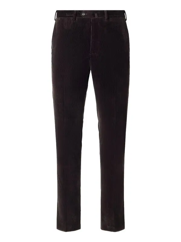 DE PETRILLO Straight-leg Cotton-blend Corduroy Trousers - Brown