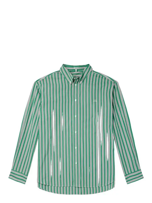 Loewe Striped Cotton-poplin Shirt - Green