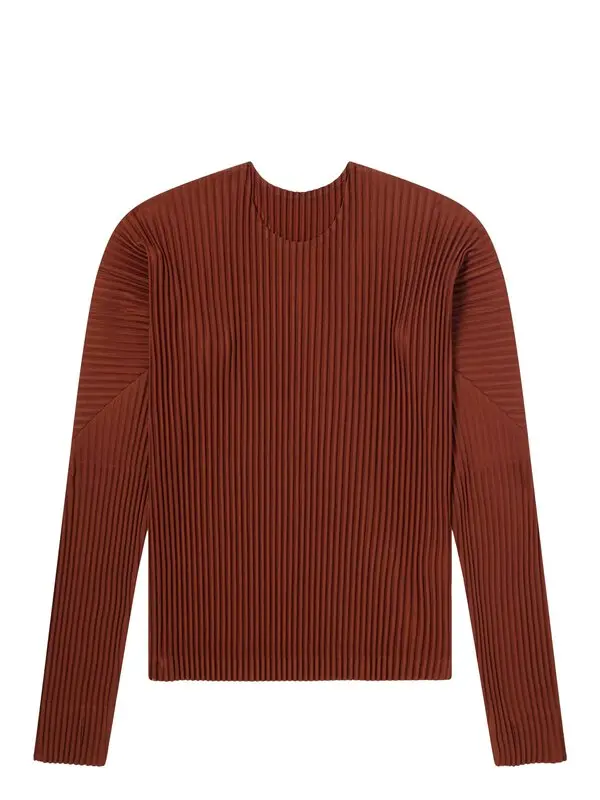 Issey Miyake Panelled Pleated T-shirt - Brown