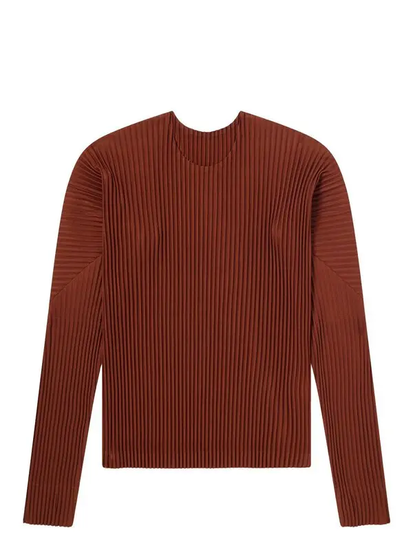 Issey Miyake Panelled Pleated T-shirt - Brown
