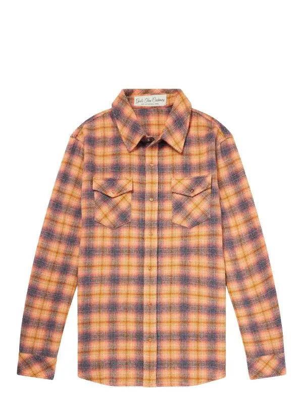 GOD'S TRUE CASHMERE Checked Cashmere Shirt - Orange