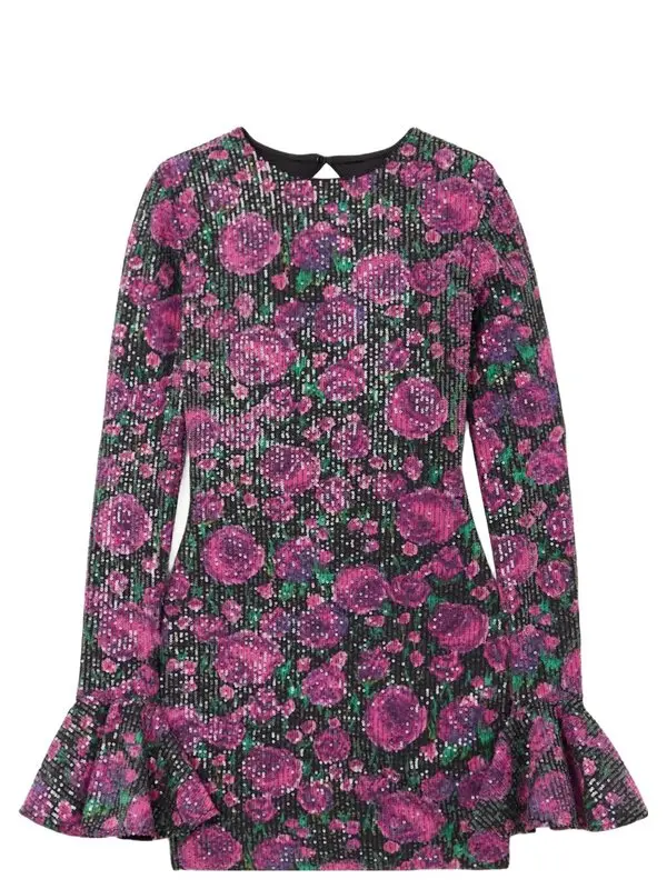 ROTATE BY BIRGER CHRISTENSEN Backless Sequined Printed Dress - Multicolor