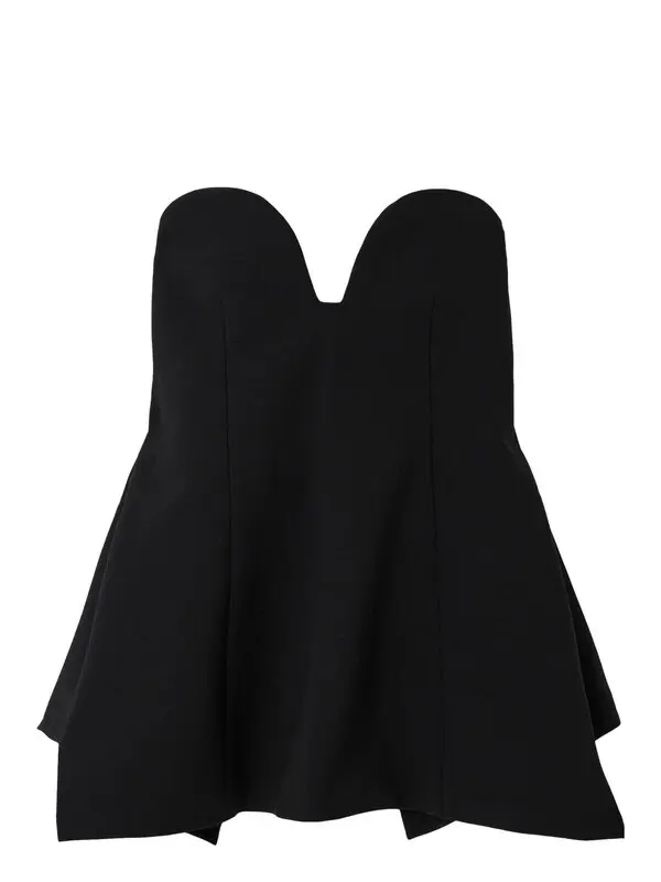 Carven Asymmetric Crepe Bustier Top - Black
