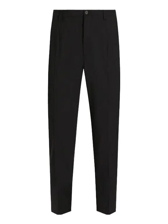 Dolce & Gabbana Stretch Cotton Pants With Dg Embroidery - Black