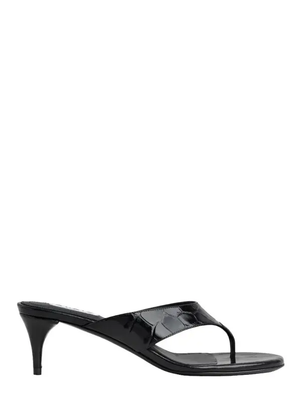 Alaïa Mules Tong In Crocodile Embossed Calfskin - Black
