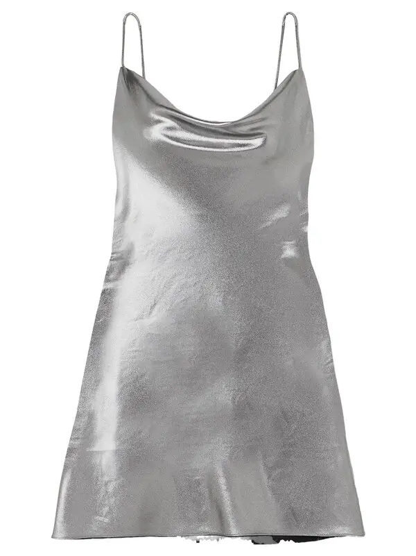 ROTATE BY BIRGER CHRISTENSEN Metallic Lamé Minidress - Gray