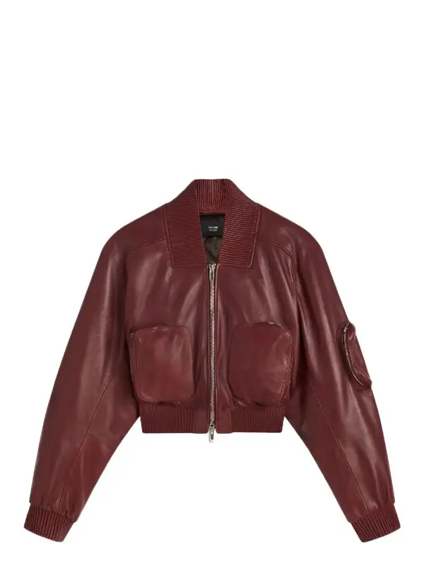 Phoebe Philo Zip-front Leather Bomber Jacket - Brick Red