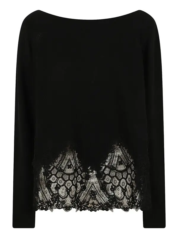 Ermanno Scervino Lace-trim Sweater - Black