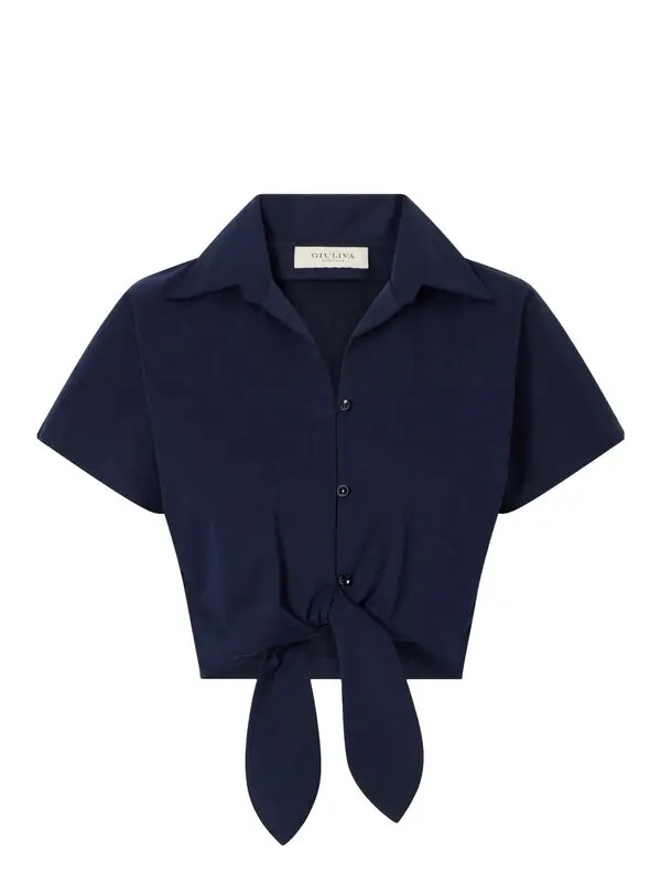 Giuliva Heritage Tilda Cropped Tie-front Cotton-blend Shirt - No