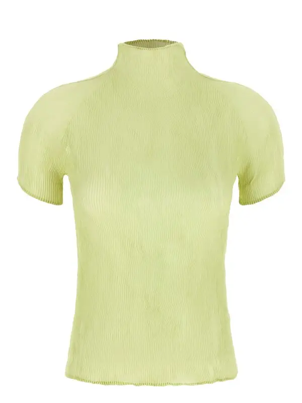 Issey Miyake Chiffon Pleated Top - Green