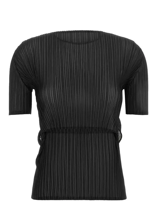Issey Miyake Sheer Slit Pleats Top - Black