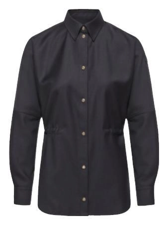 Moncler Drawstring-waist Panelled Shirt - Navy Blue