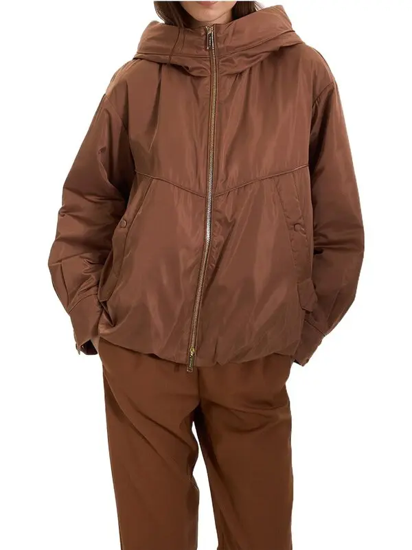 Marella Zip-up Hooded Casual Jacket - Camel