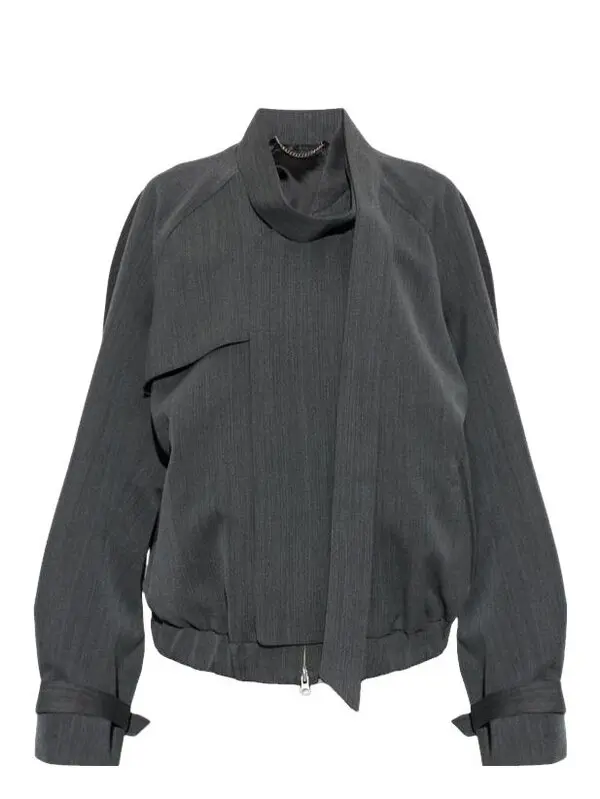 Victoria Beckham Scarf-collar Zip Jacket - Gray