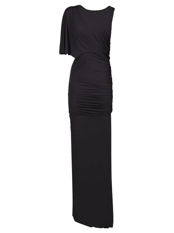 Roberto Cavalli Draped One-shoulder Dress - Black
