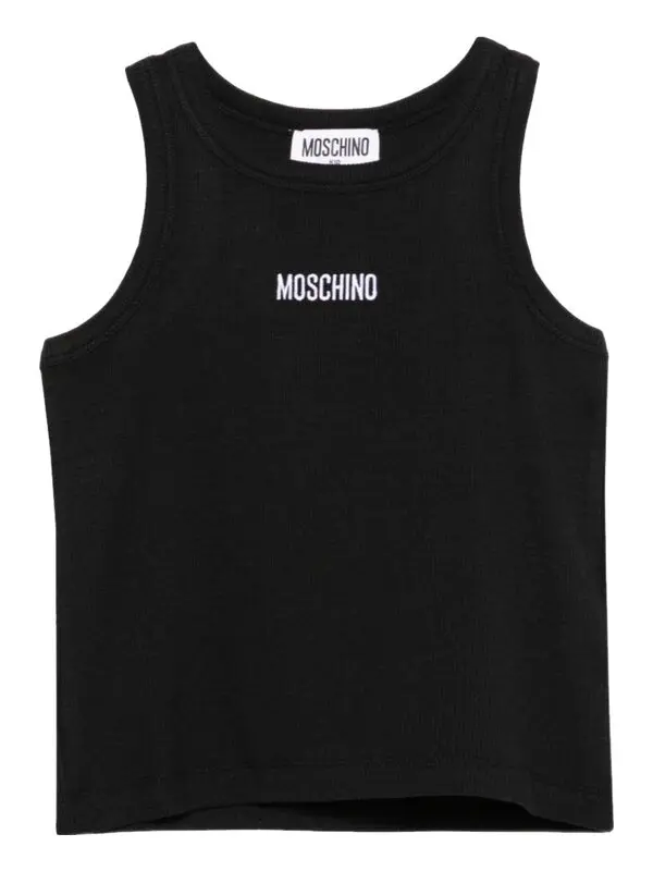 Moschino Logo Ribbed Tank Top - Black