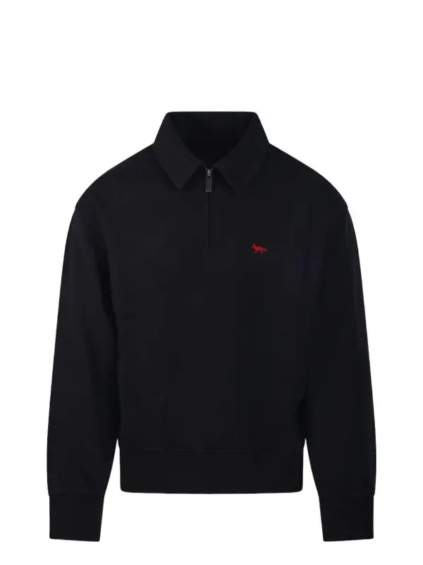 Maison Kitsuné Profile Fox Zip Polo Sweatshirt - Black