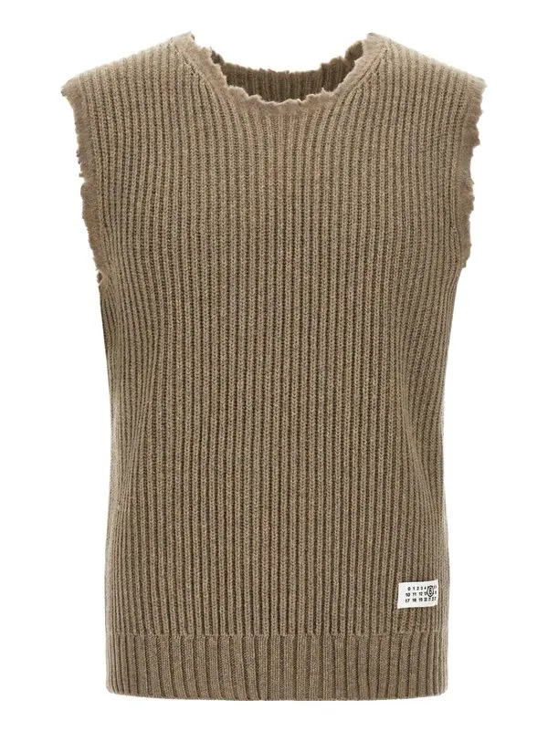 MAISON MARGIELA Numeric Signature Knitted Vest - Beige