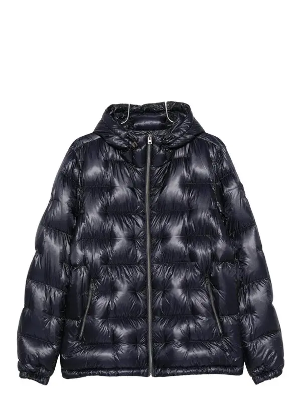 Herno Quilted Zip-up Hooded Jacket - Navy Blue