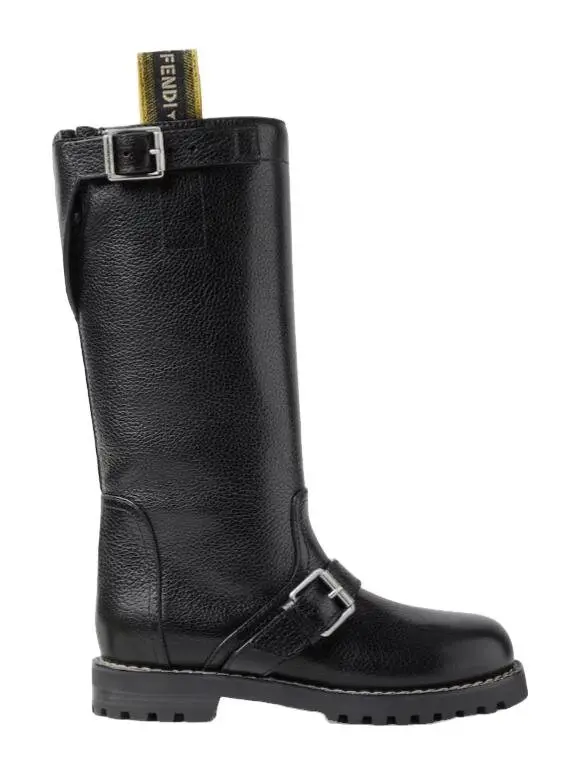 Fendi Commando Leather Boots - Black
