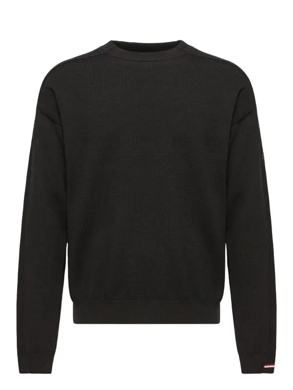 Moncler Textured Crew Neck Knitted Sweater - Black